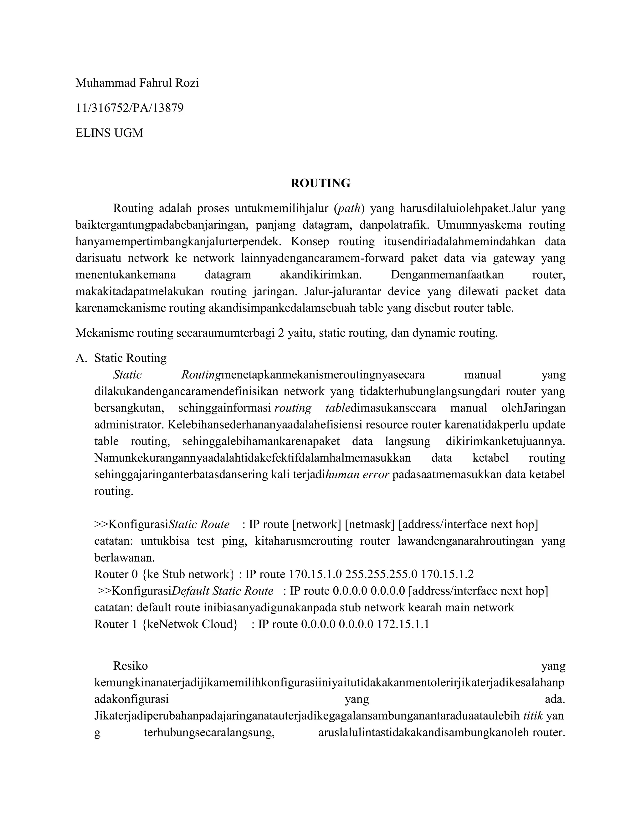 Mekanisme Routing | DOCX