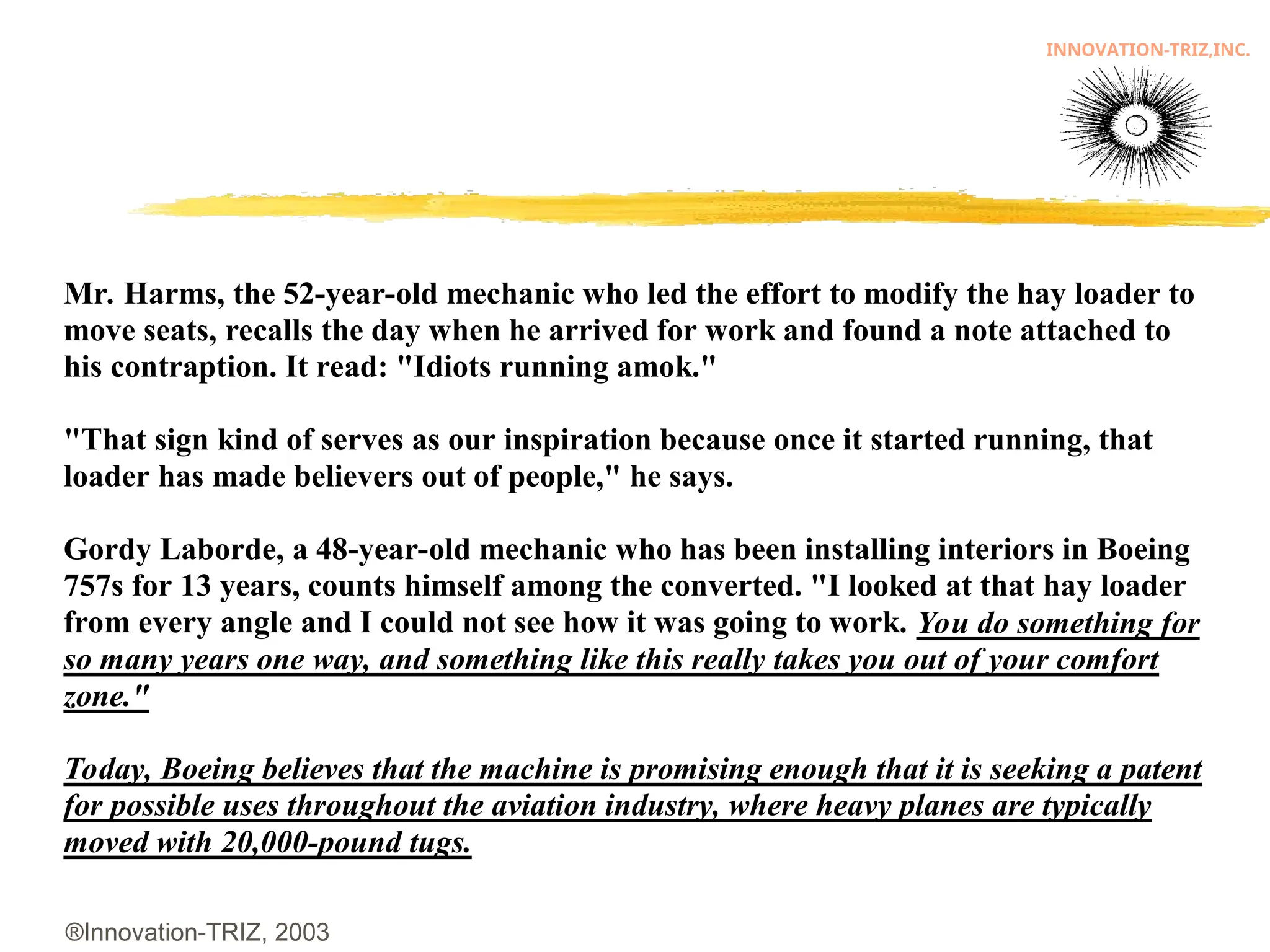 Understanding Triz Class Basics on TRIZ.ppt