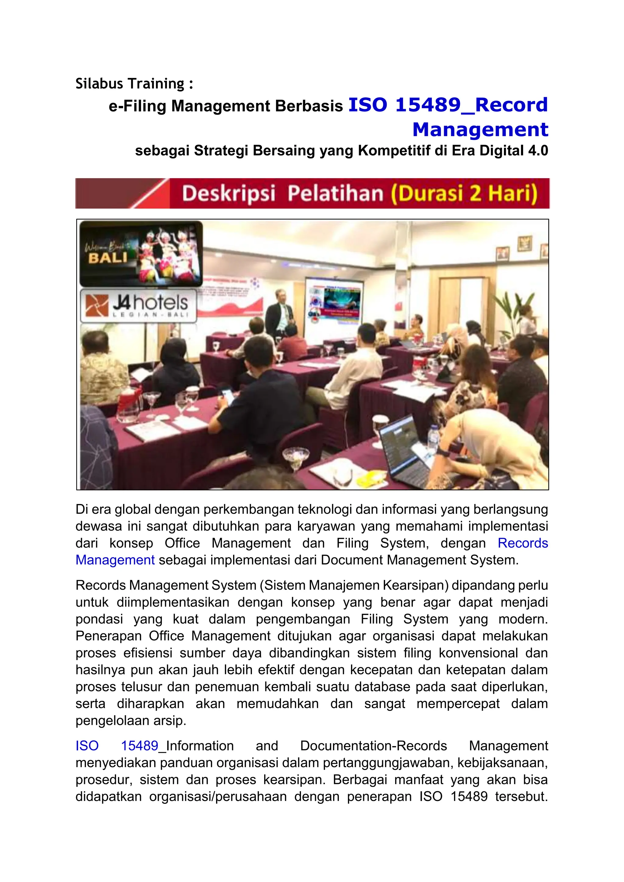 Silabus Training "e-Filing Management (Berbasis ISO 15489_Record ...