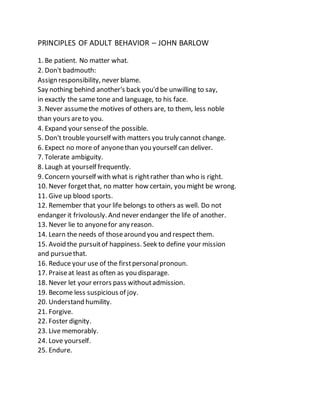 PRINCIPLES OF ADULT BEHAVIOR | PDF