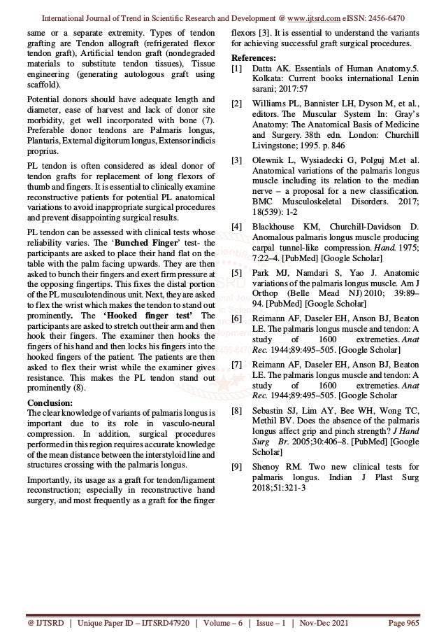 A Rare Anatomical Variation of Palmaris Longus Muscle – A Case Report | PDF