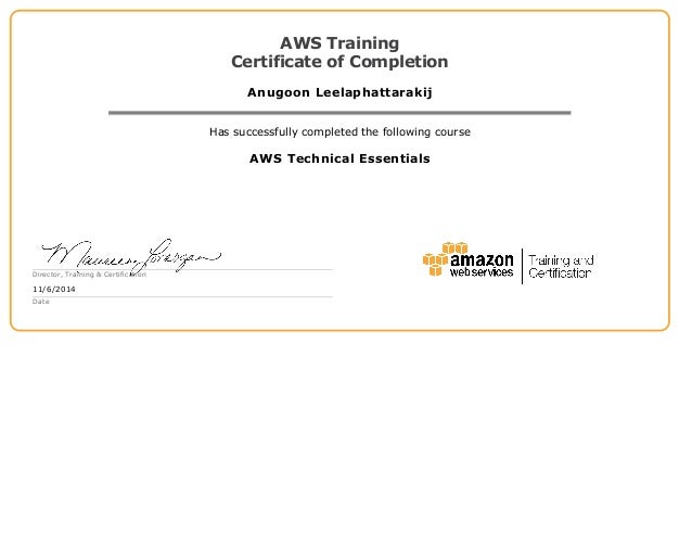 2014 - AWS Training Certificate of Completion - AWS Technical Essenti… 2014 - AWS Training Certificate of Completion - AWS Technical Essenti…