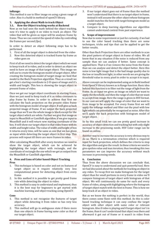 Color Based Object Tracking with OpenCV A Survey | PDF