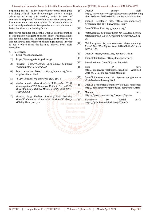 Color Based Object Tracking with OpenCV A Survey | PDF