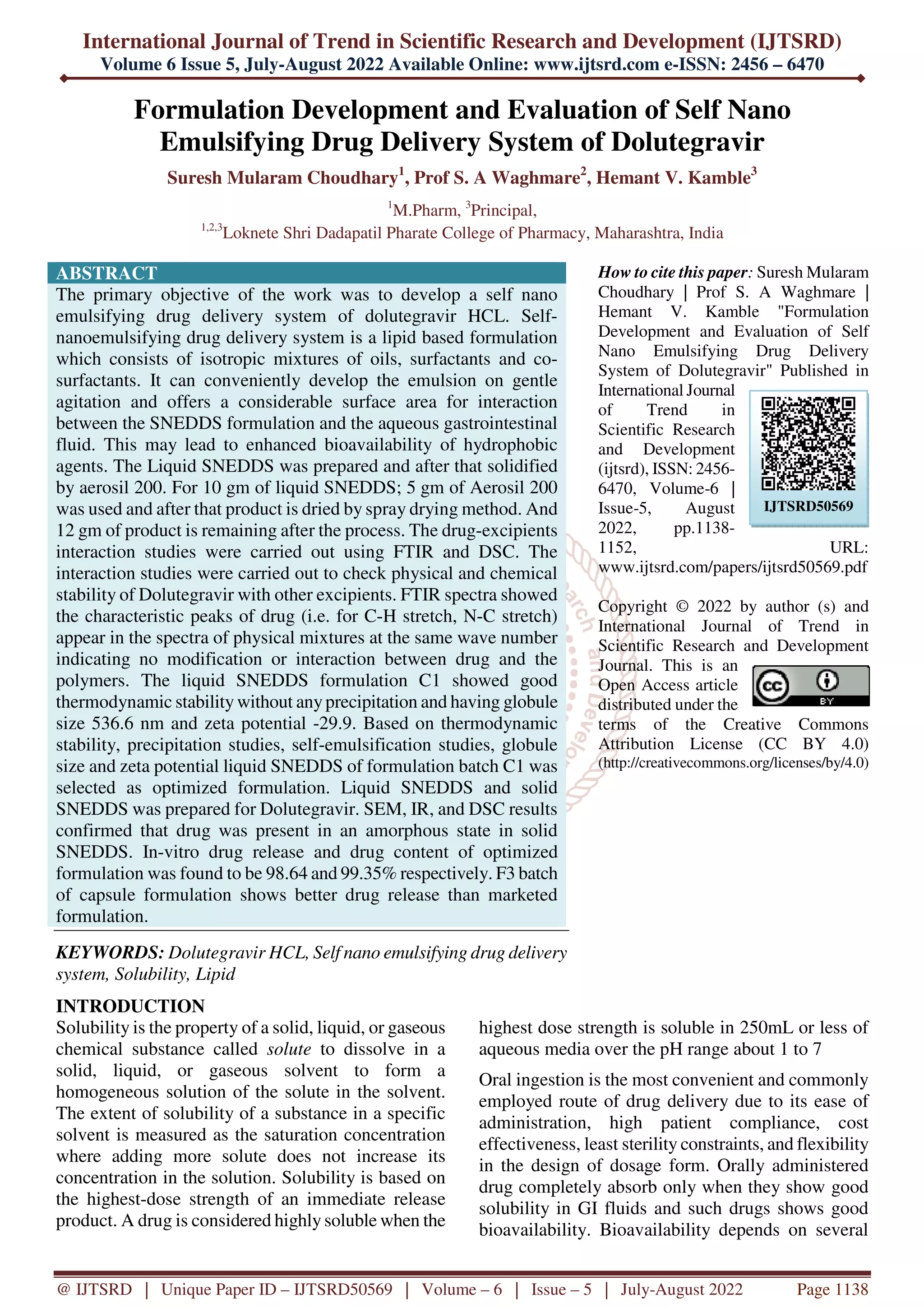 Formulation Development and Evaluation of Self Nano Emulsifying Drug ...