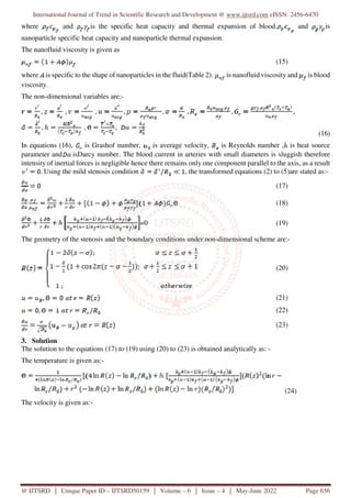 On the Thermodynamic Properties and Flow of Differentshapes of Nanoparticles in Acatheterized ...