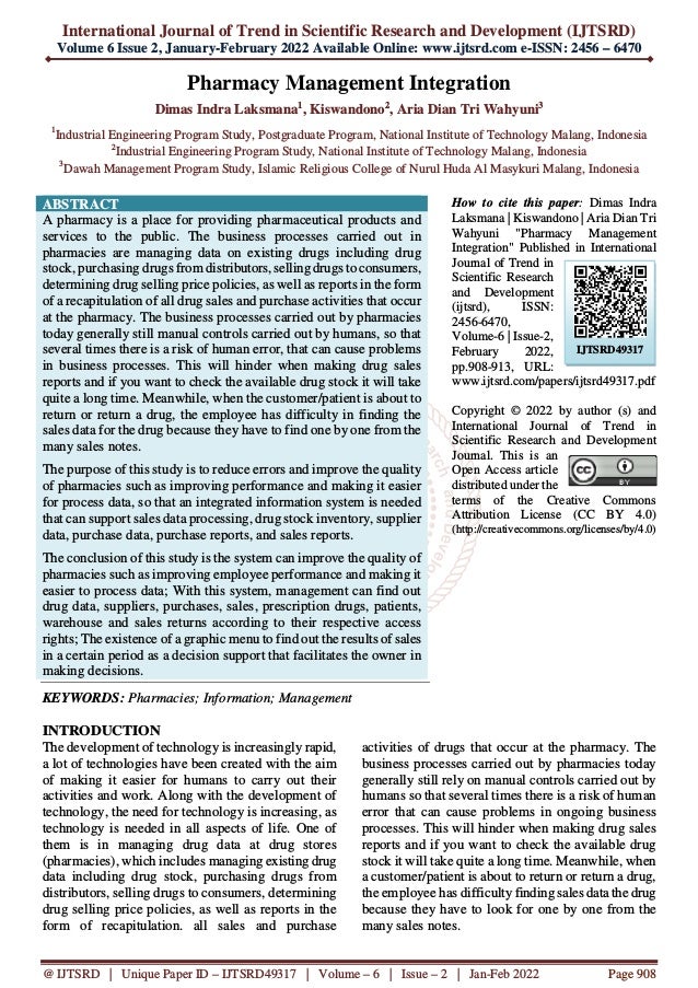 Pharmacy Management Integration | PDF