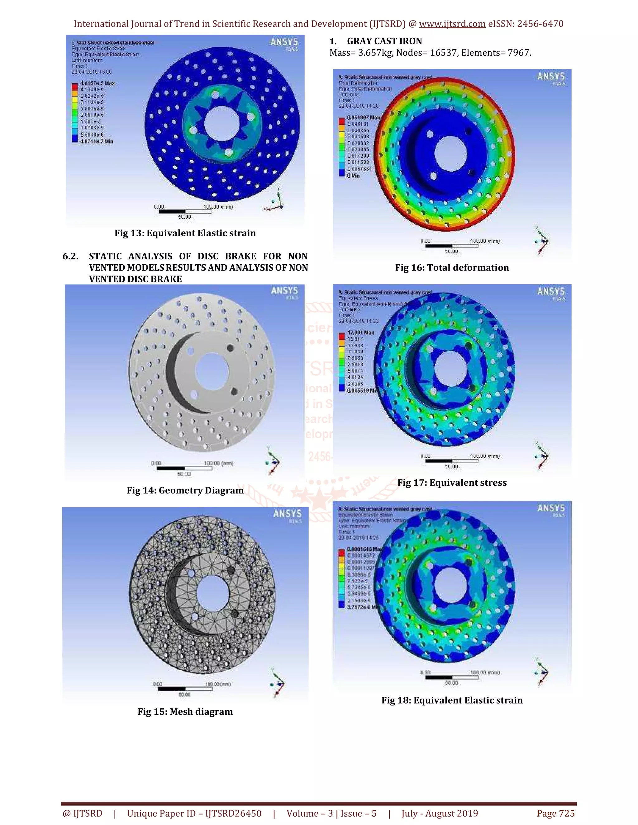 Static Structural Analysis of Vented and Non Vented Disc Brake | PDF
