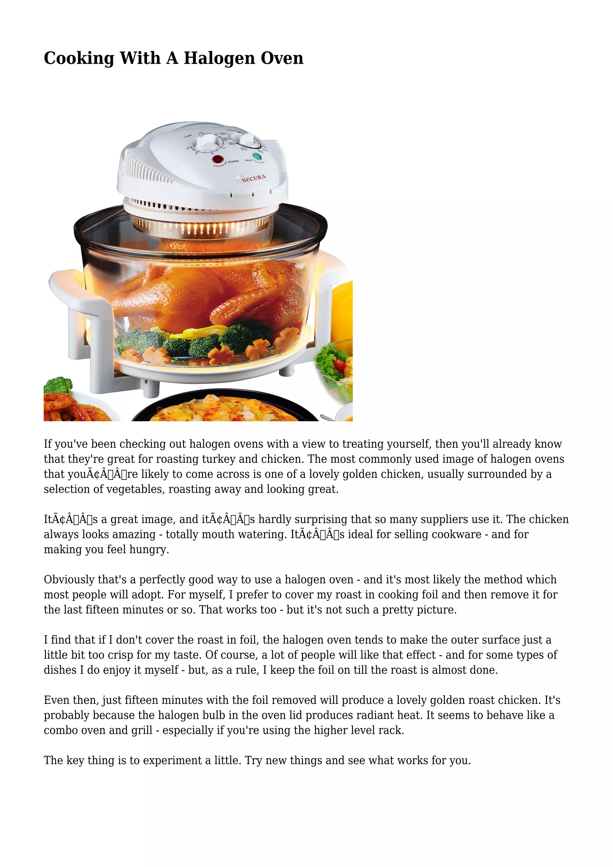 Cooking With A Halogen Oven | PDF