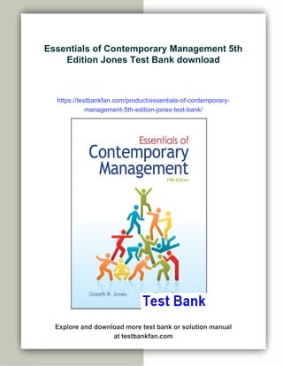 Essentials of Contemporary Management 5th Edition Jones Test Bank | PDF