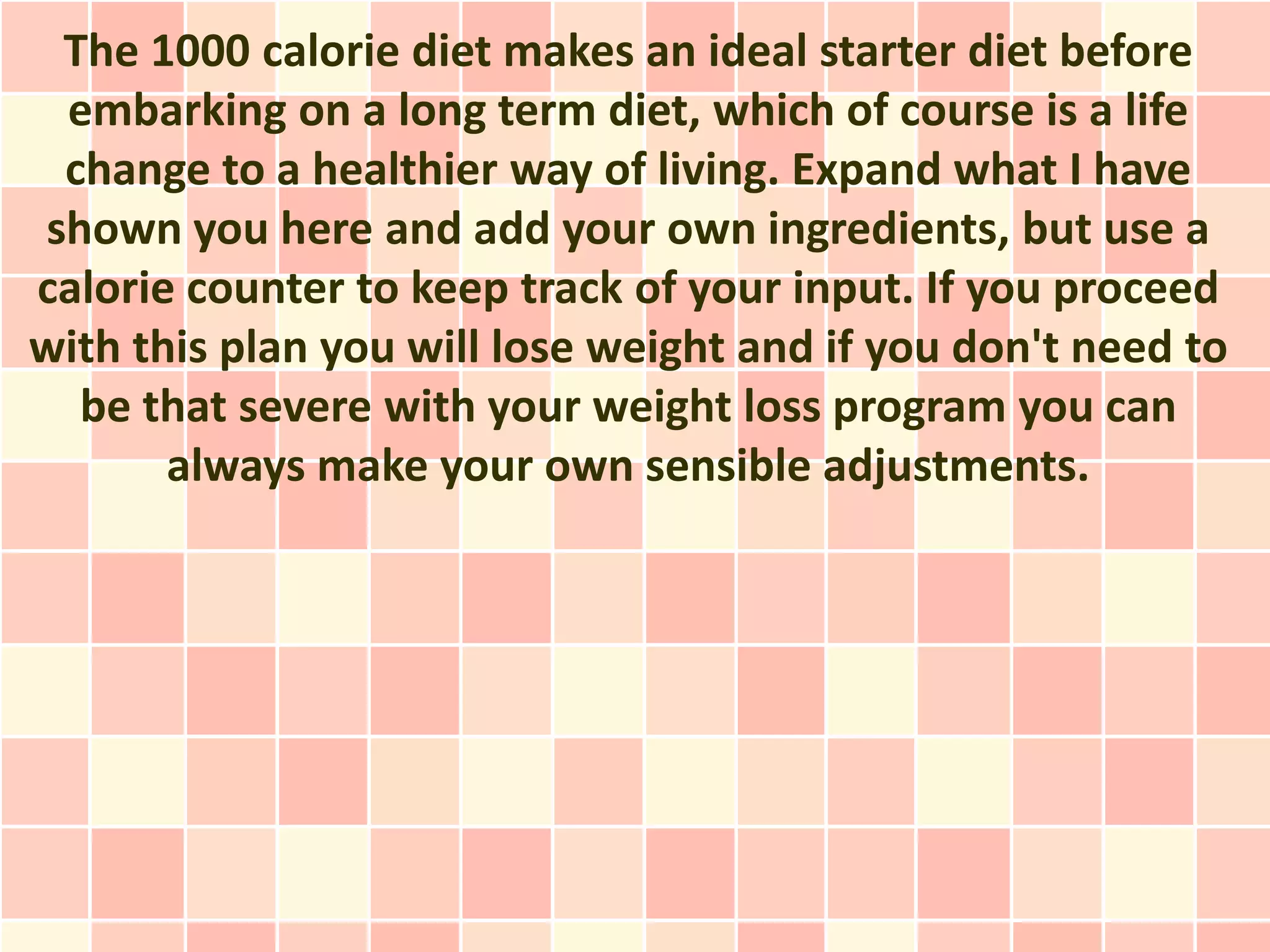 1000 Calorie Diet Menu With Meal Plan | PPTX
