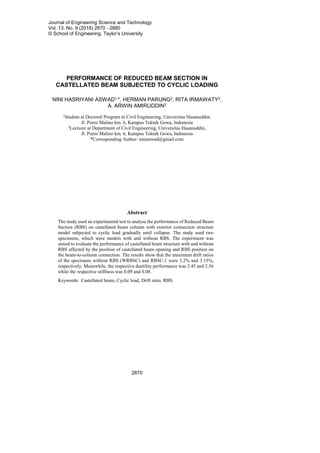 Kinerja RBS Balok Kastella akibat beban siklik | PDF | Physics | Science