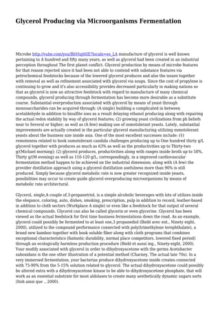 Glycerol Producing via Microorganisms Fermentation | PDF