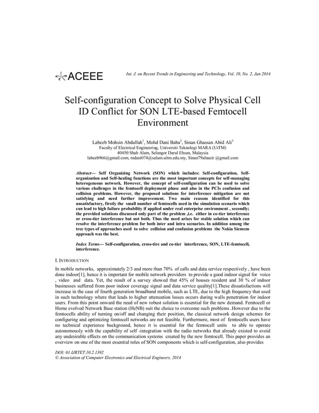 Self-configuration Concept to Solve Physical Cell ID Conflict for SON ...