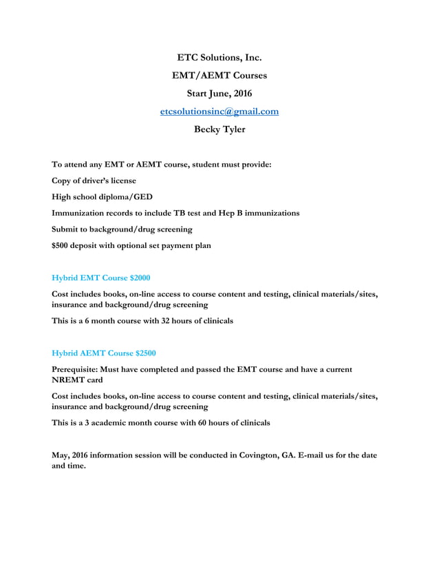 EMT AEMT Courses | PDF