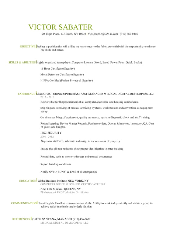 Victor Sabater resume 2016 | DOCX