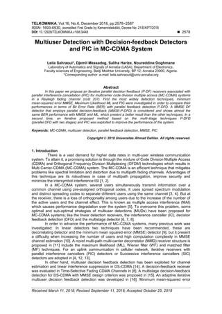 Multiuser Detection with Decision-feedback Detectors and PIC in MC-CDMA System | PDF | Computer ...