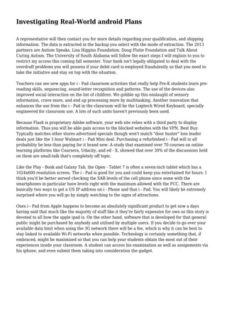 Investigating Real-World android Plans | PDF