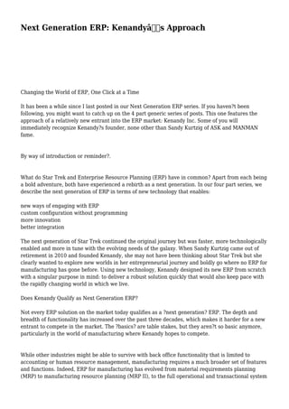Next Generation ERP: Kenandy’s Approach | PDF