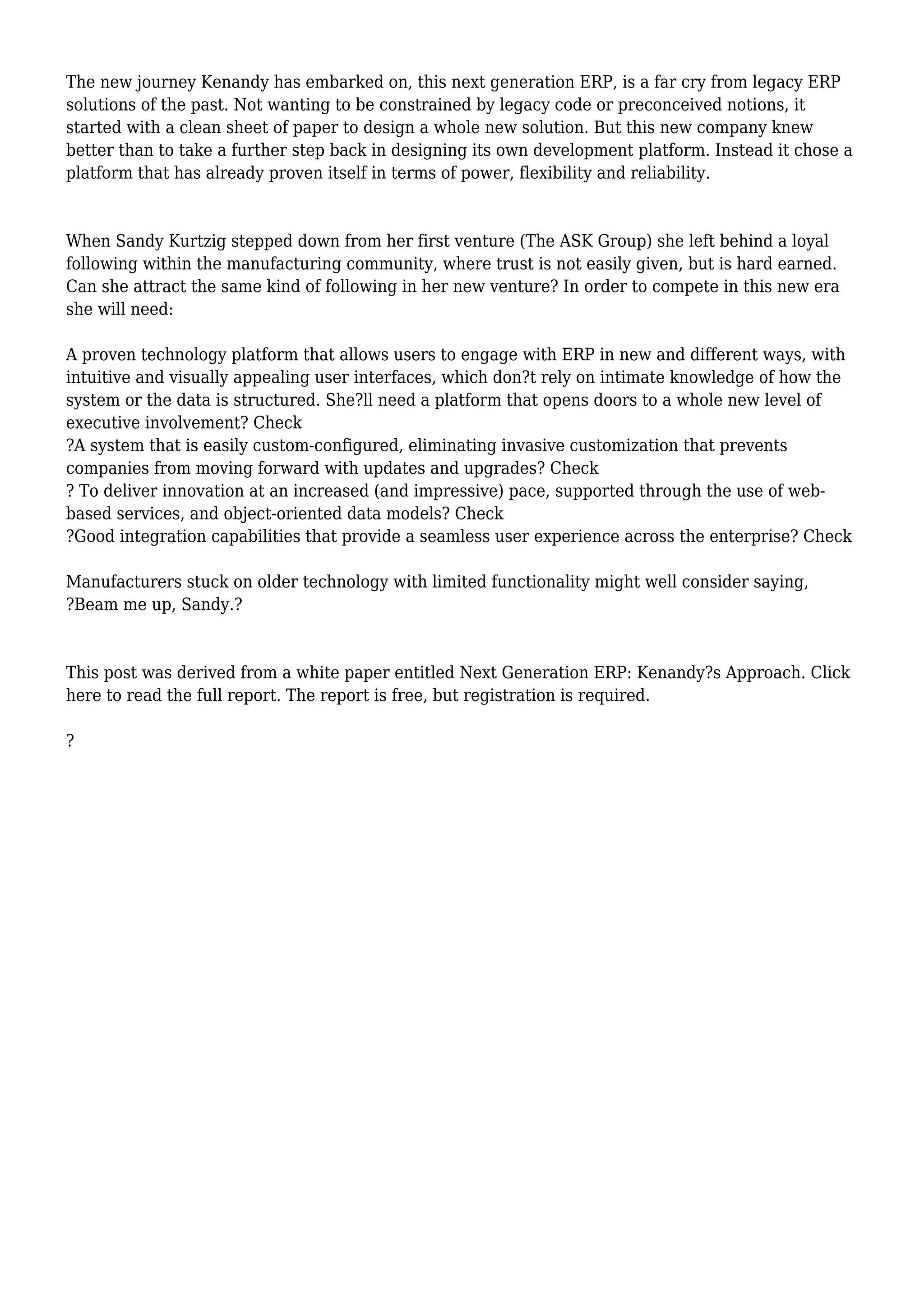 Next Generation ERP: Kenandy’s Approach | PDF