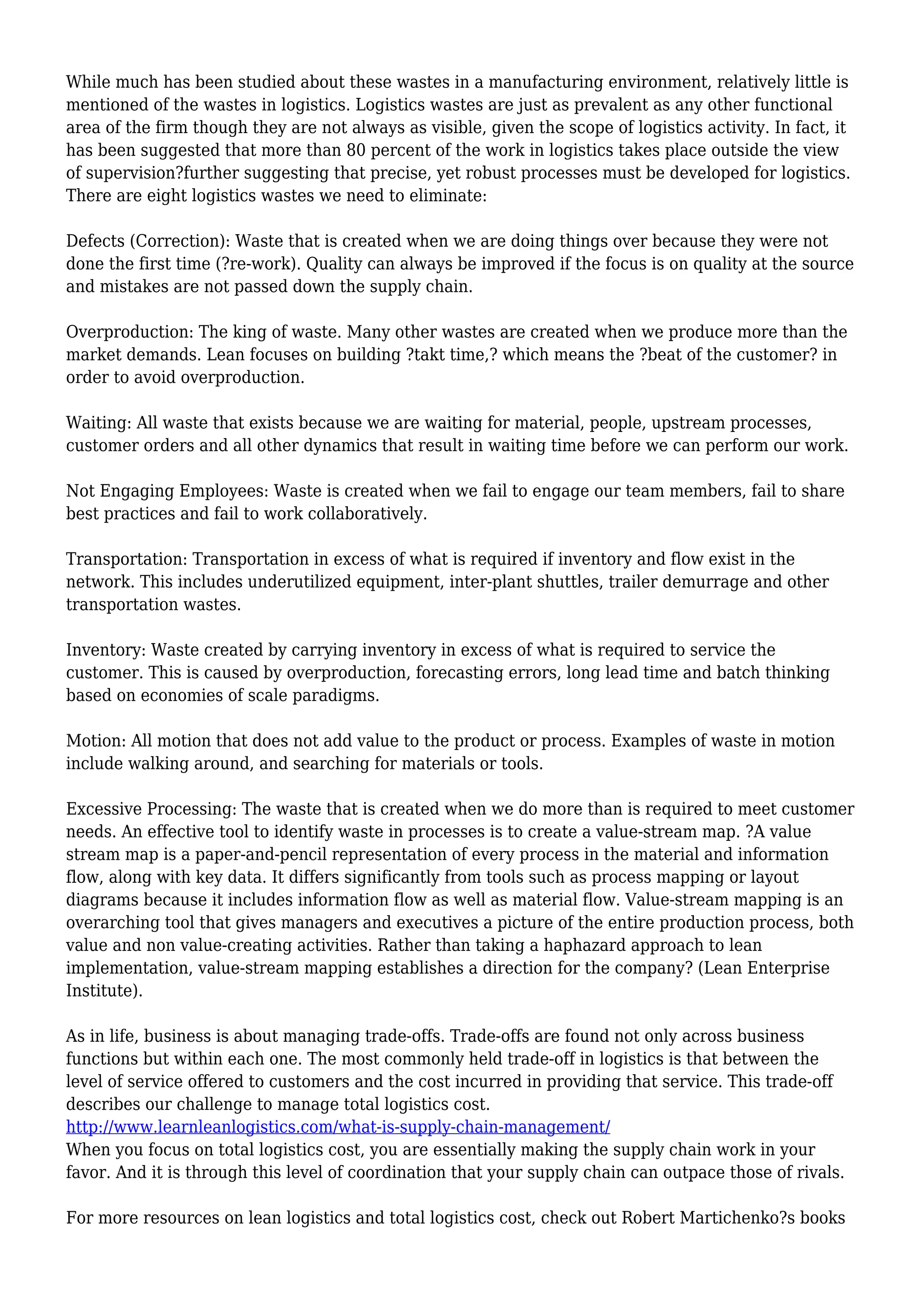 Lean Defined: What is Waste? (In Logistics) | PDF