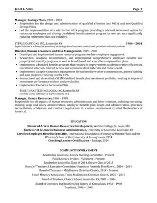 Sims Janet Resume 2_17 | DOCX | Human Resources | Business