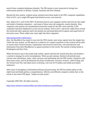 FBI's New Data Warehouse A Powerhouse | PDF
