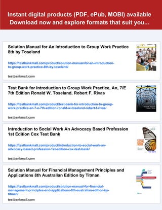 Test Bank for An Introduction to Group Work Practice 1st by Toseland | PDF