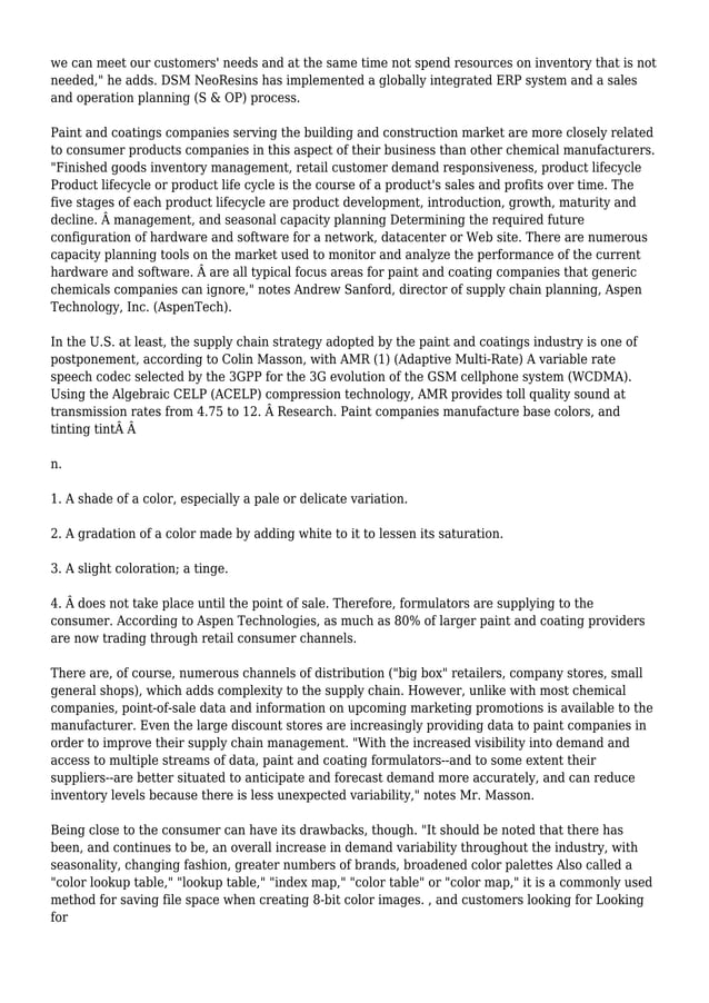 Supply chain management in paints and coatings. | PDF