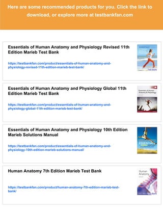 Essentials of Human Anatomy and Physiology 12th Edition Marieb Test ...