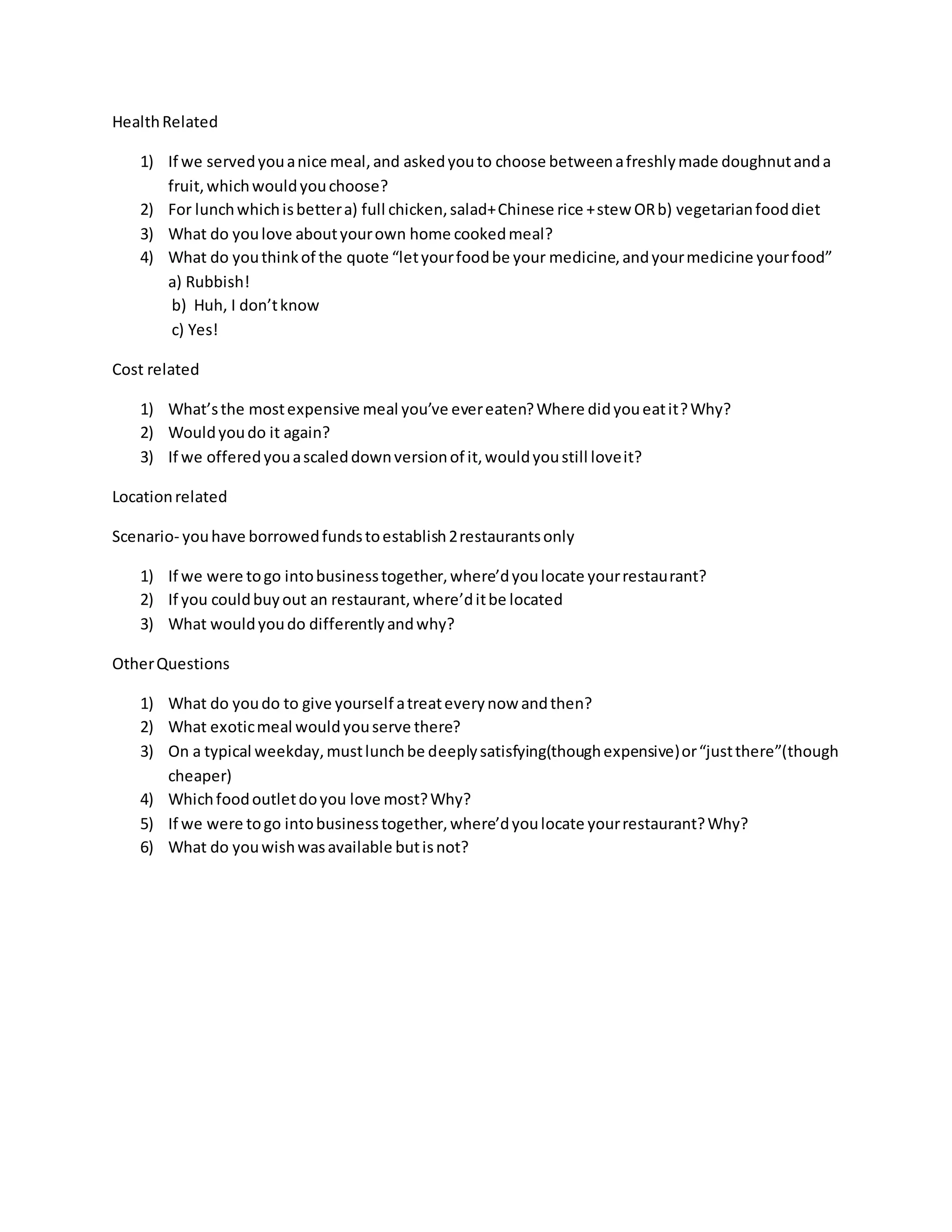 Restaurant Research | DOCX