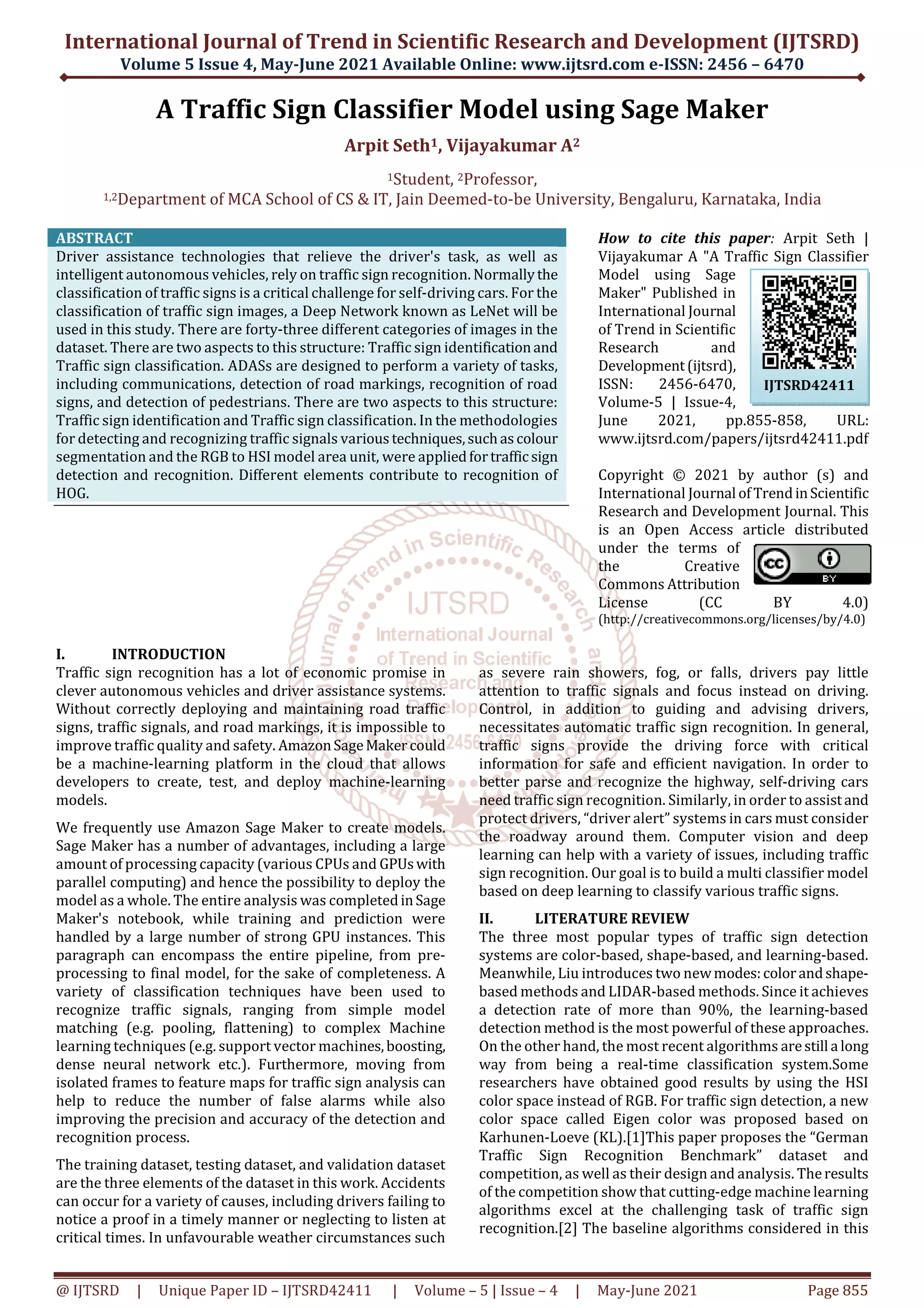 A Traffic Sign Classifier Model using Sage Maker | PDF