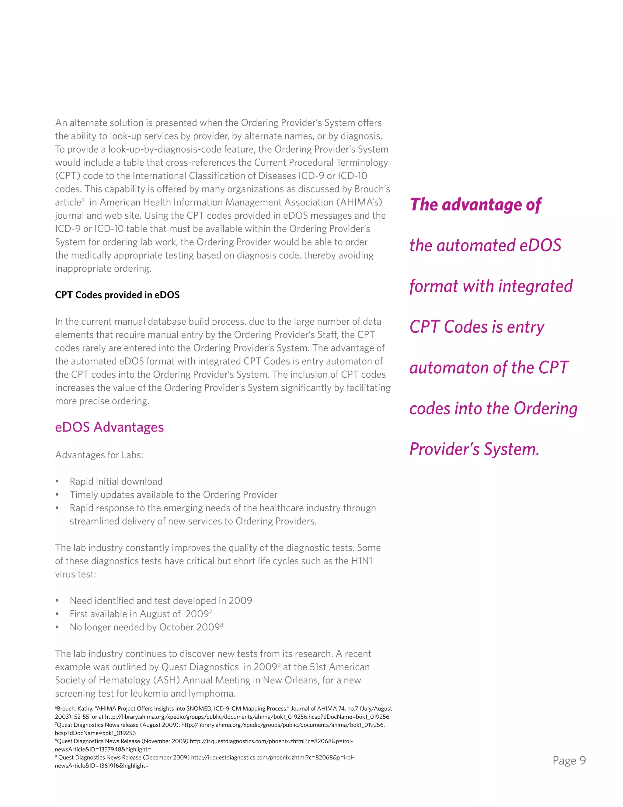 Quest Diagnostics -- Test Compendium Framework for eDOS | PDF