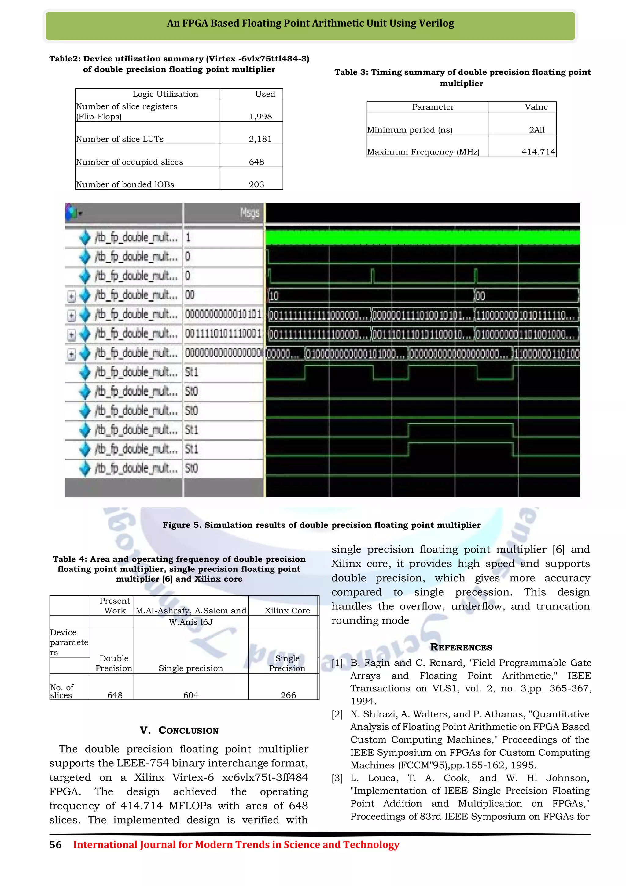An Fpga Based Floating Point Arithmetic Unit Using Verilog Pdf