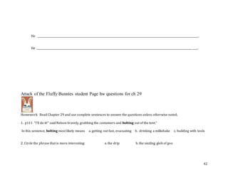 Attack of the Fluffy BunniesStudent pages | DOCX