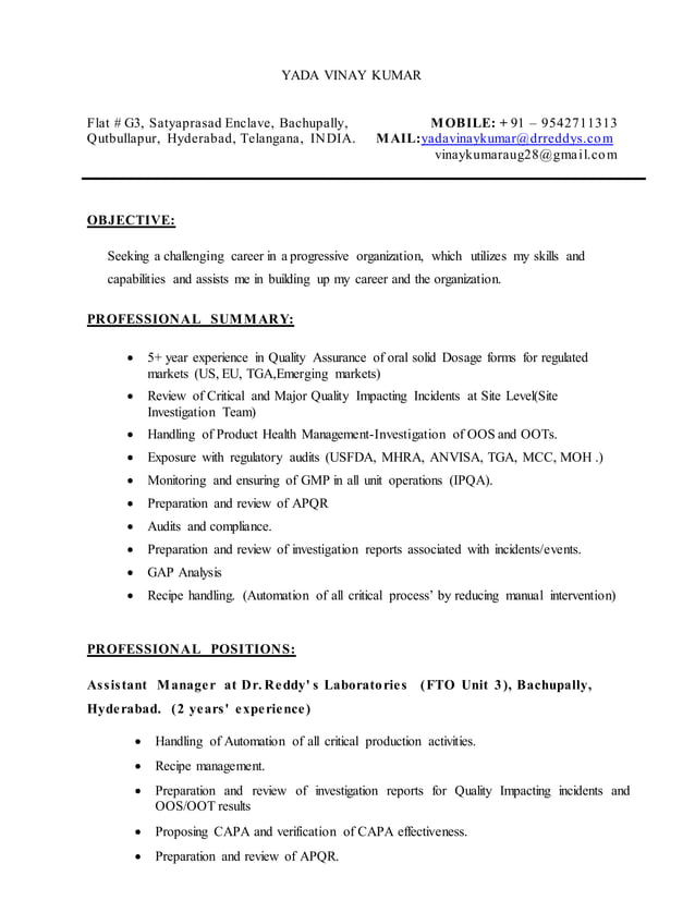 Vinay's Resume | PDF