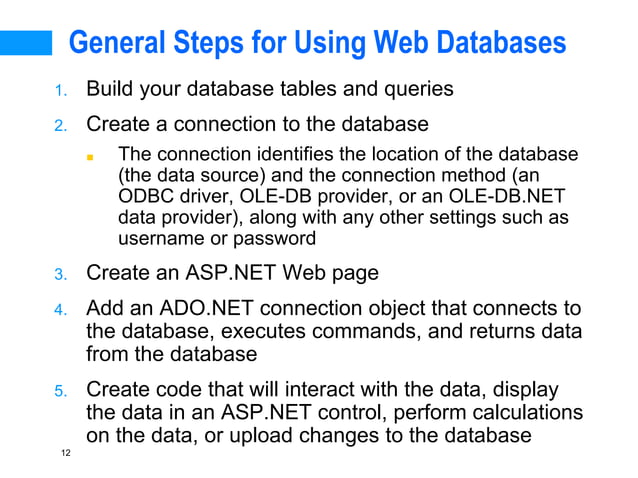 Presentation on the ADO.NET framework in C# | PDF | Databases | Computer Software and Applications