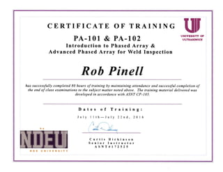 Rob Pinell - UofU PA-101-102 Training Certificate -scanned | PPT