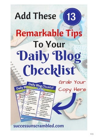 13 Awesome Daily Blog Checklist Tips | PDF