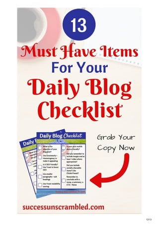 13 Awesome Daily Blog Checklist Tips | PDF