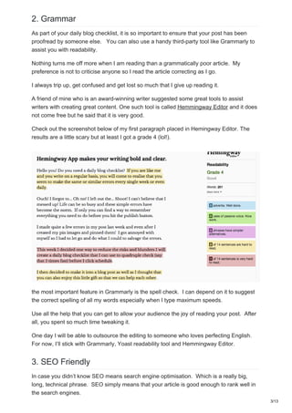 13 Awesome Daily Blog Checklist Tips | PDF | Search | Internet
