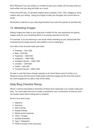 13 Awesome Daily Blog Checklist Tips | PDF | Search | Internet