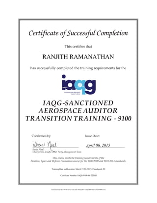 IAQG-9100 Certificate | PDF
