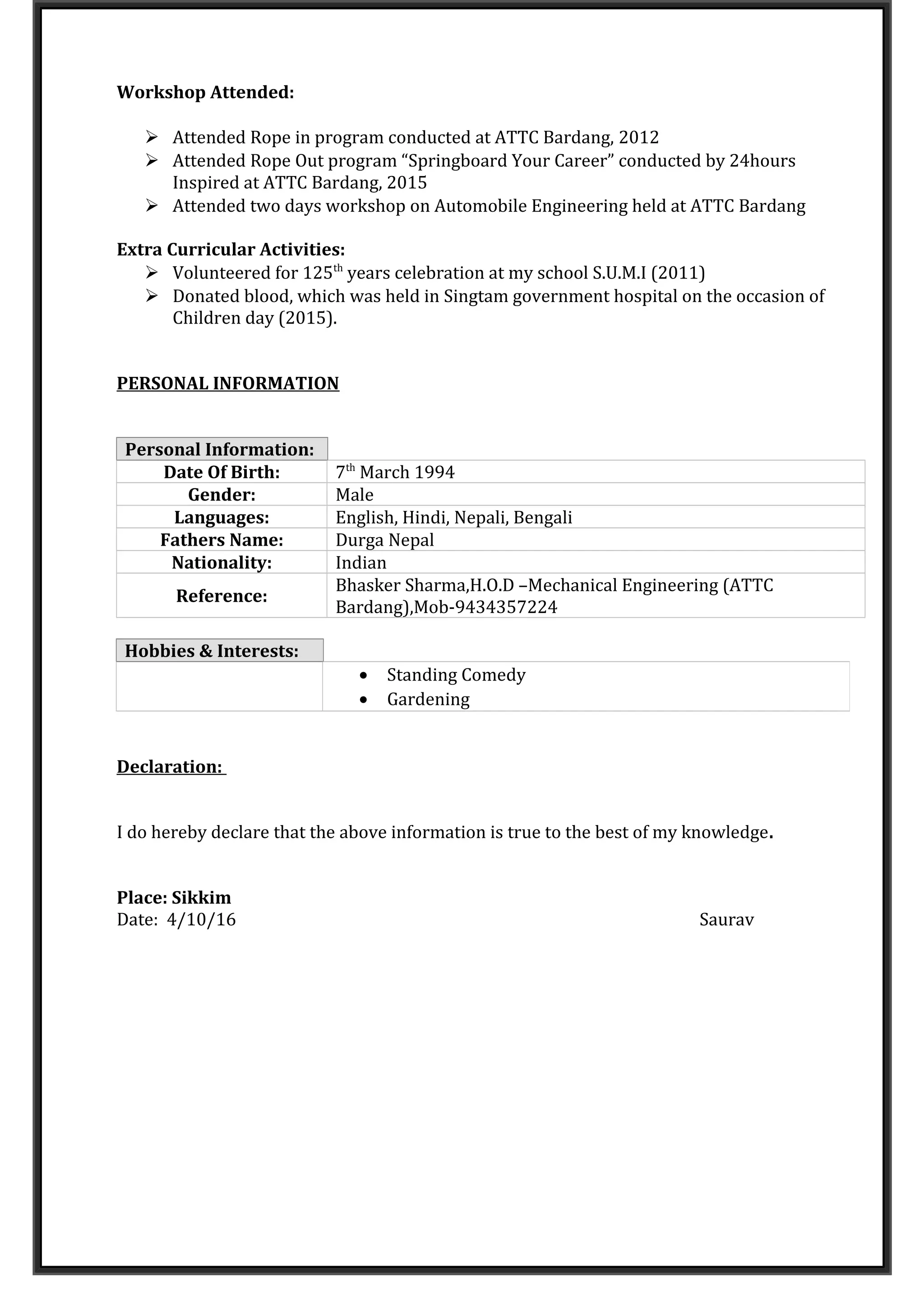 resume saurav (2) | PDF