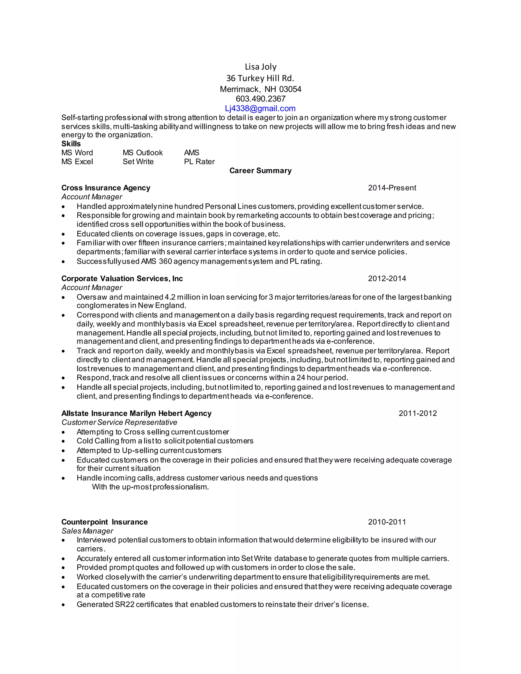 Lisa Joly resume | DOCX