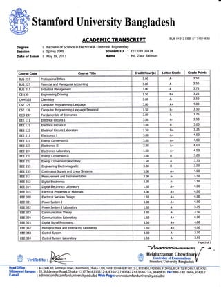 B.Sc Academic Transcript 01 | PDF