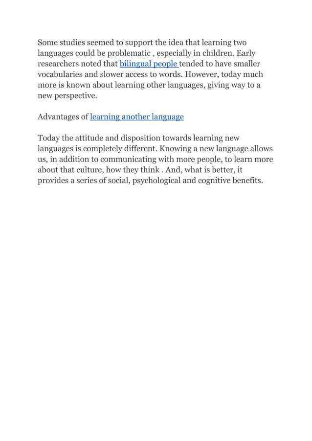 13 benefits of learning a second language | PDF