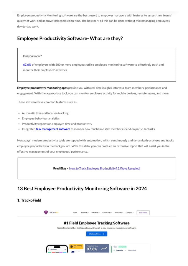 13 Best Employee Productivity Monitoring Software in 2024 | PDF