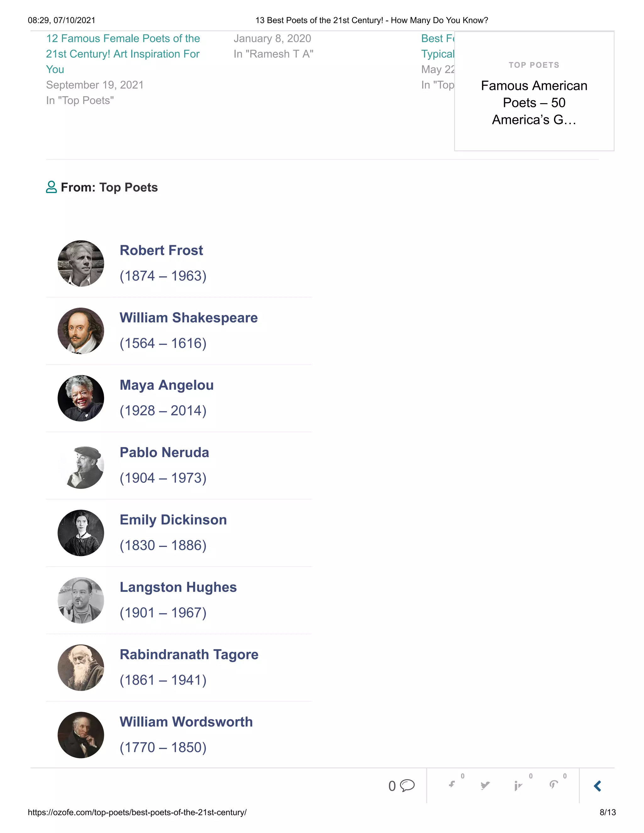 13 best poets of the 21st century! how many do you know | PDF | Poetry ...