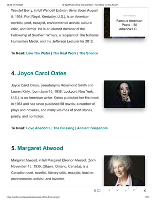 13 best poets of the 21st century! how many do you know | PDF | Poetry ...